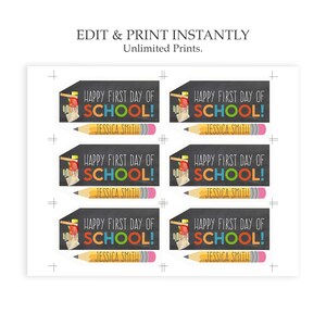 First Day of School Printable Gift Tag | Editable Chalkboard Label ...