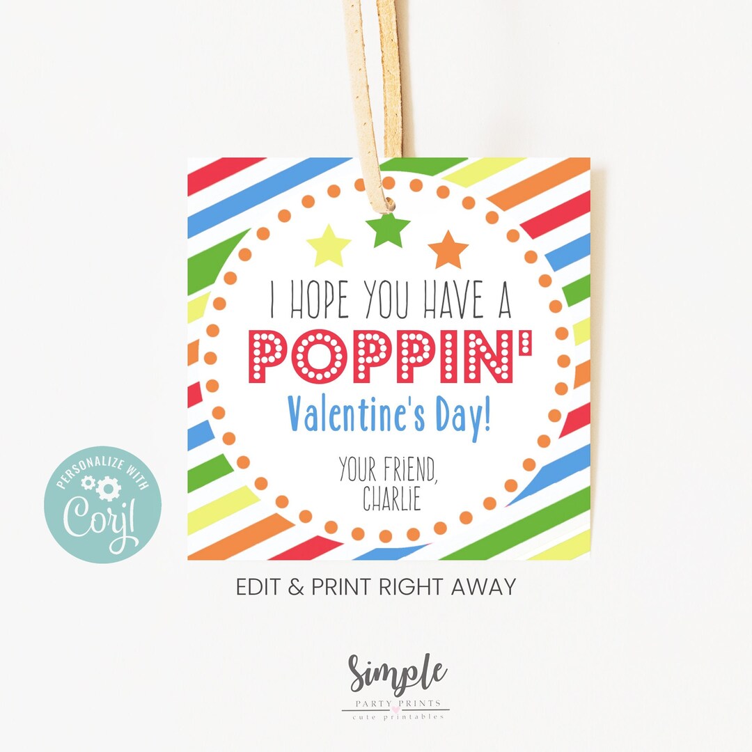 Printable Pop It Valentines Day Kids Cards, Valentine's Tag, Valentine ...