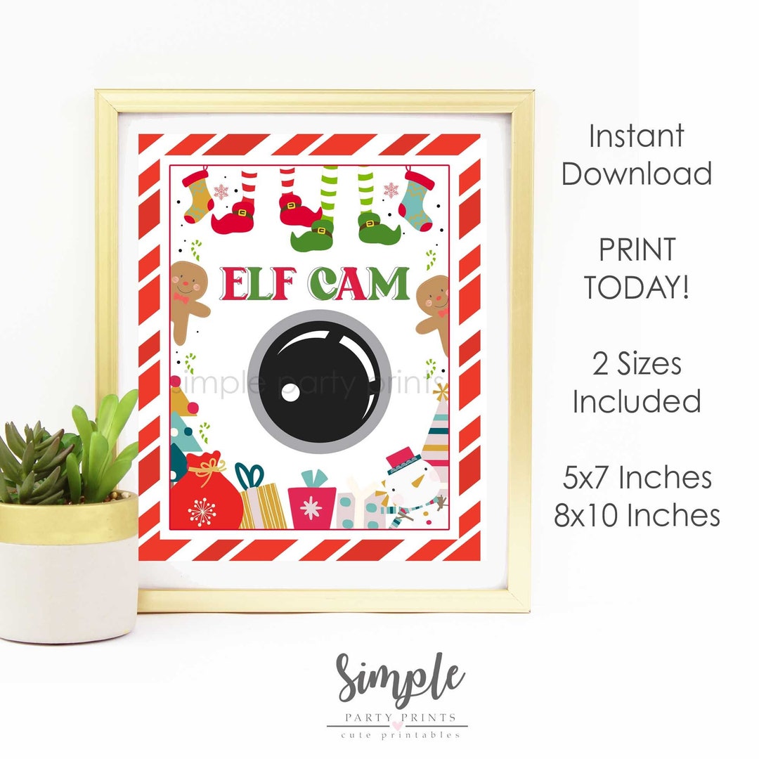 Printable Elf Surveillance Camera Sign, Elf Cam Sign, Elf Printables ...
