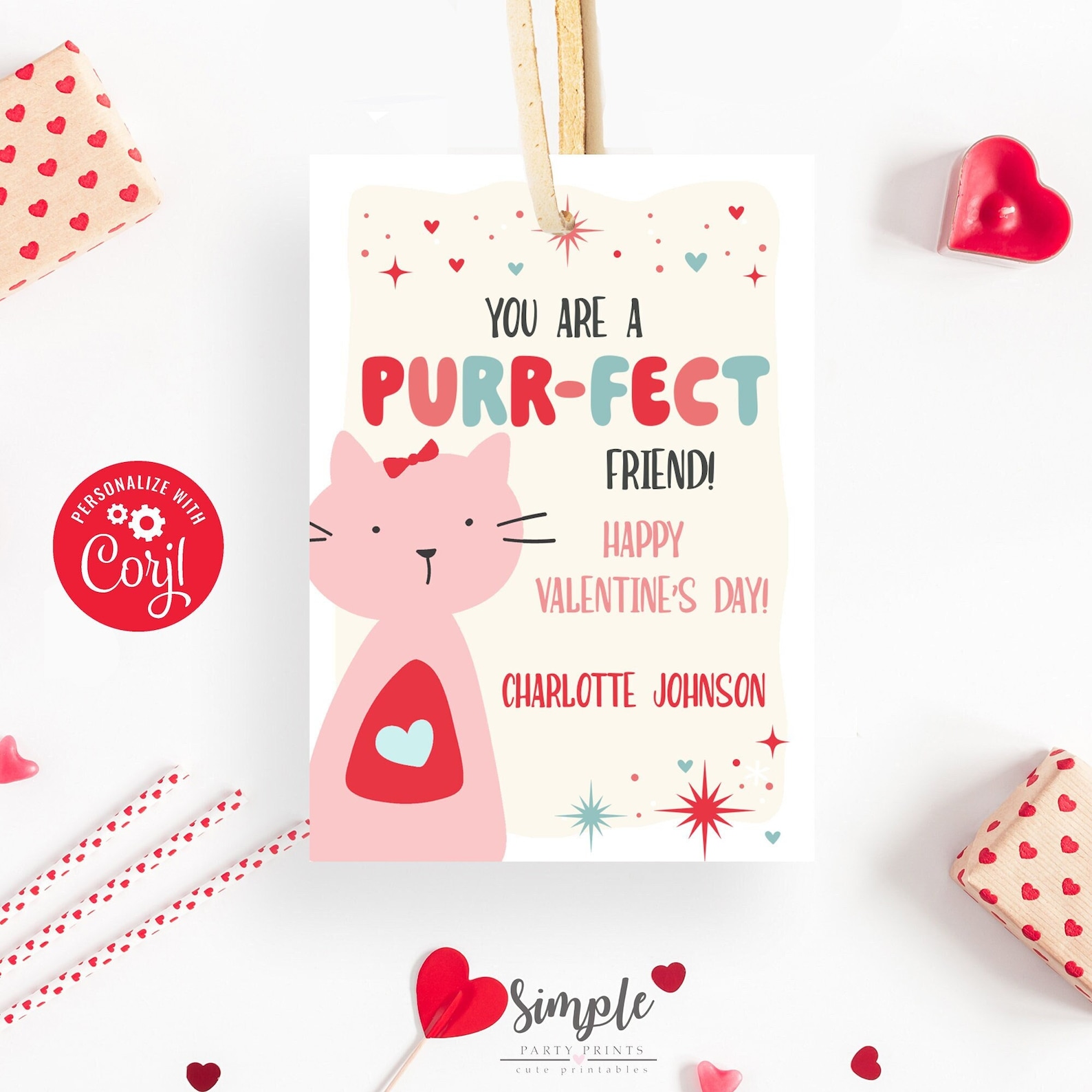 Printable Purr-fect Friend Valentine's Day Tags, Classroom Exchange ...
