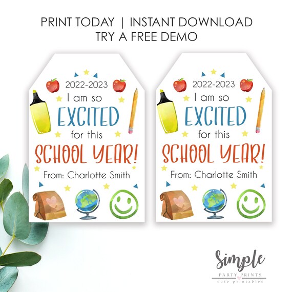 Back to School Printable Tag for Highlighters, Editable Back to School ...