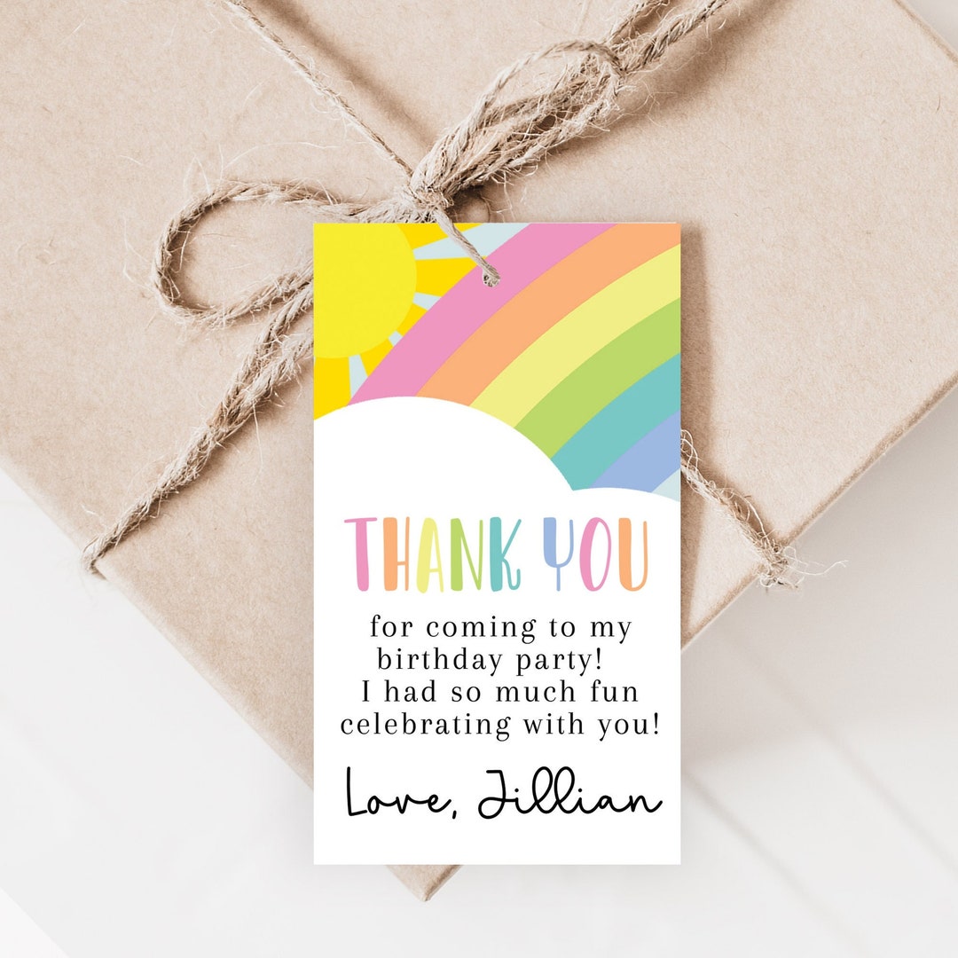 Editable Pastel Rainbow Favor Tags, Personalized Pastel Rainbow Gift ...
