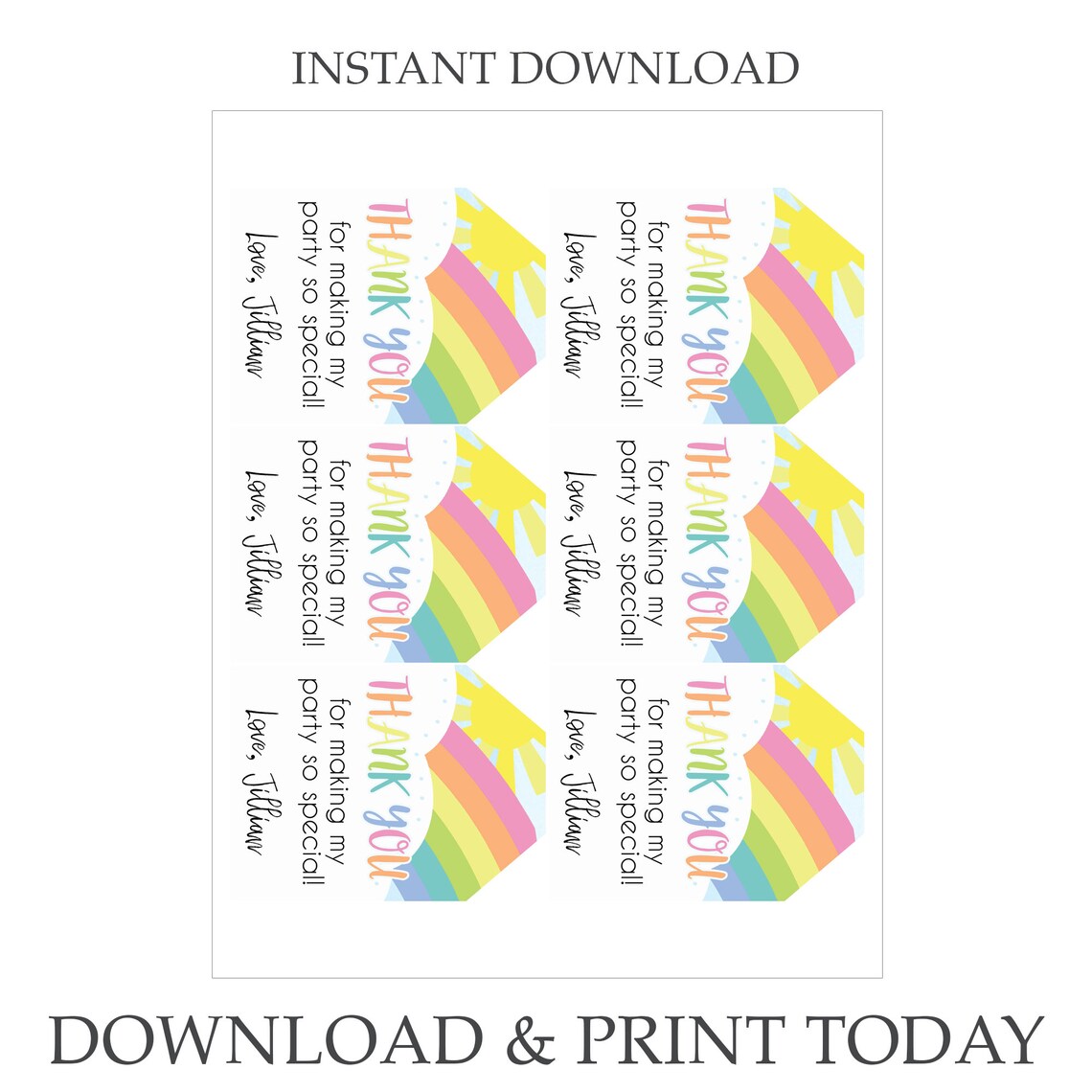 Editable Pastel Rainbow Favor Tags Personalized Pastel - Etsy