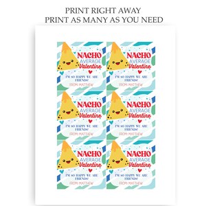 Printable Nacho Average Valentine's Day Cards for Kids, Classroom ...