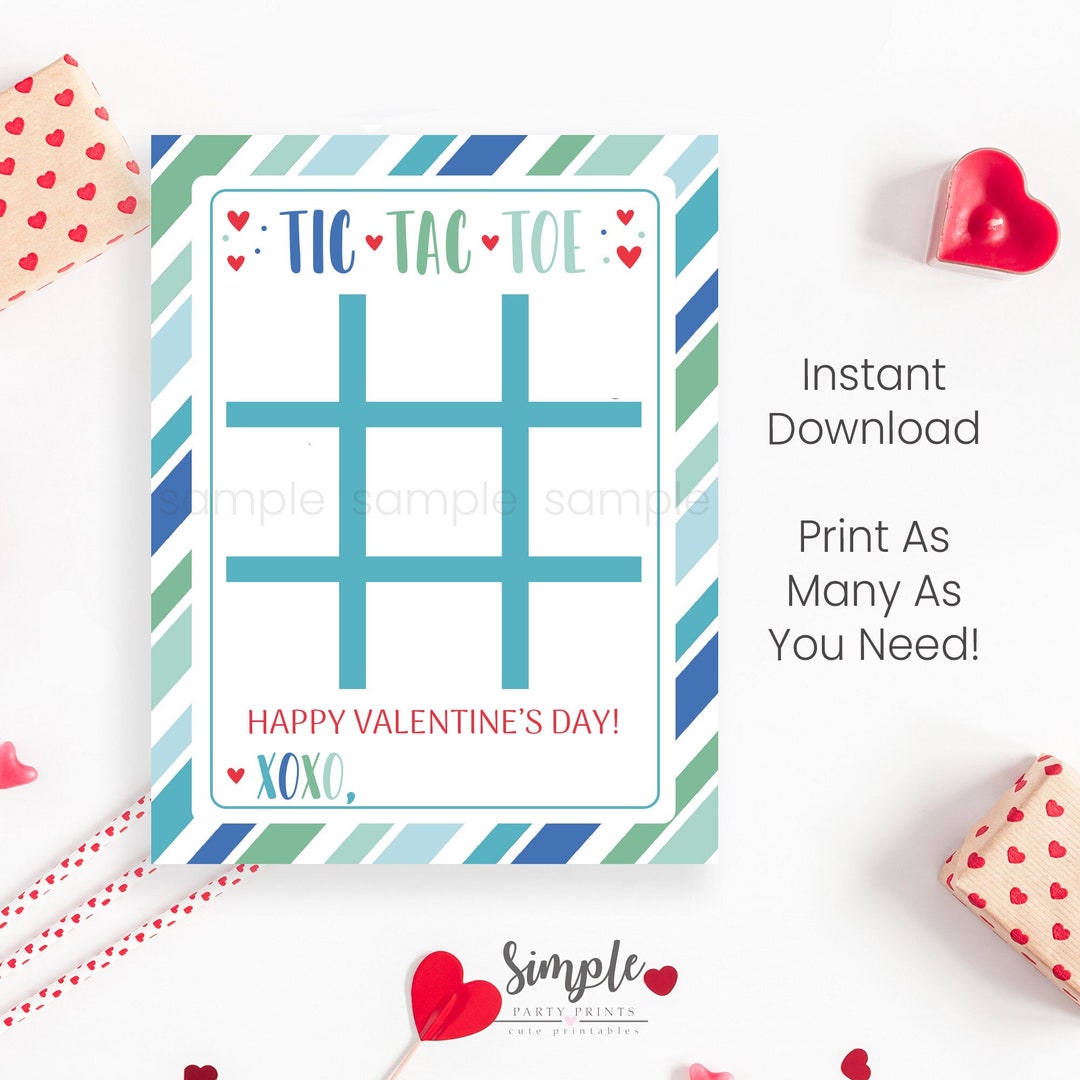 Tic Tac Toe Valentines Day Kids Cards, Kids Valentines Exchange Card ...