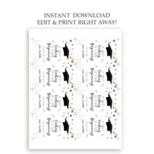 Editable Cute Graduation Hat Blank Tags, Printable Simple Custom Class ...