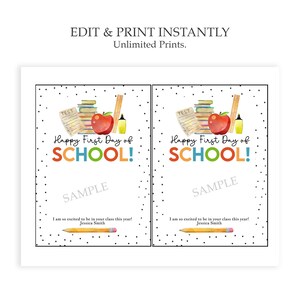 First Day of School Gift Card Holder | Editable Gift Ideas for Teachers ...