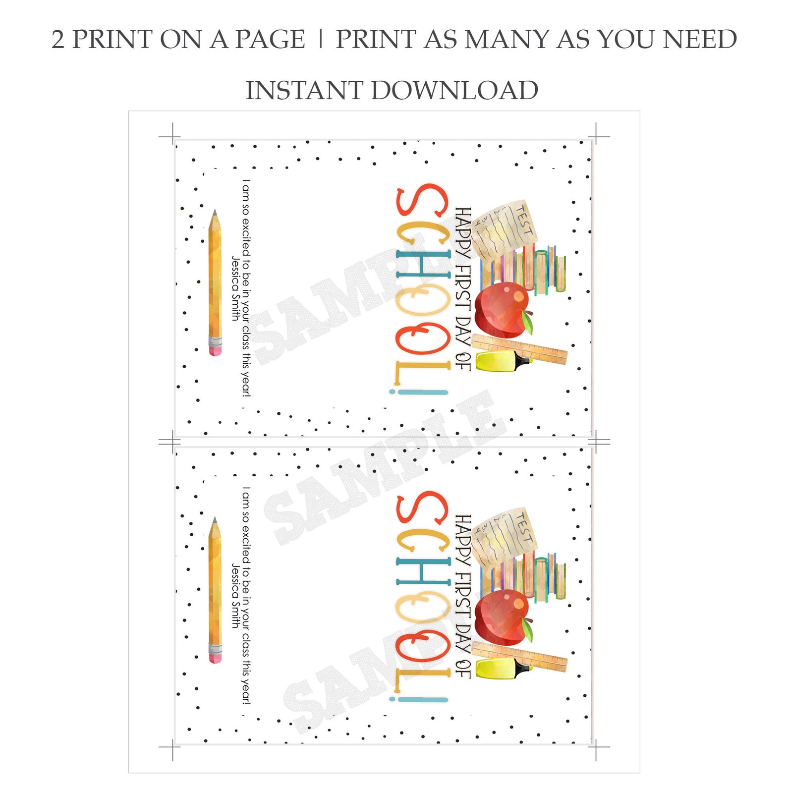 First Day of School Gift Card Holder Editable Happy Teacher - Etsy