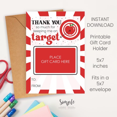 PRINTED Target Gift Card Holder Teacher Appreciation Gift - Etsy