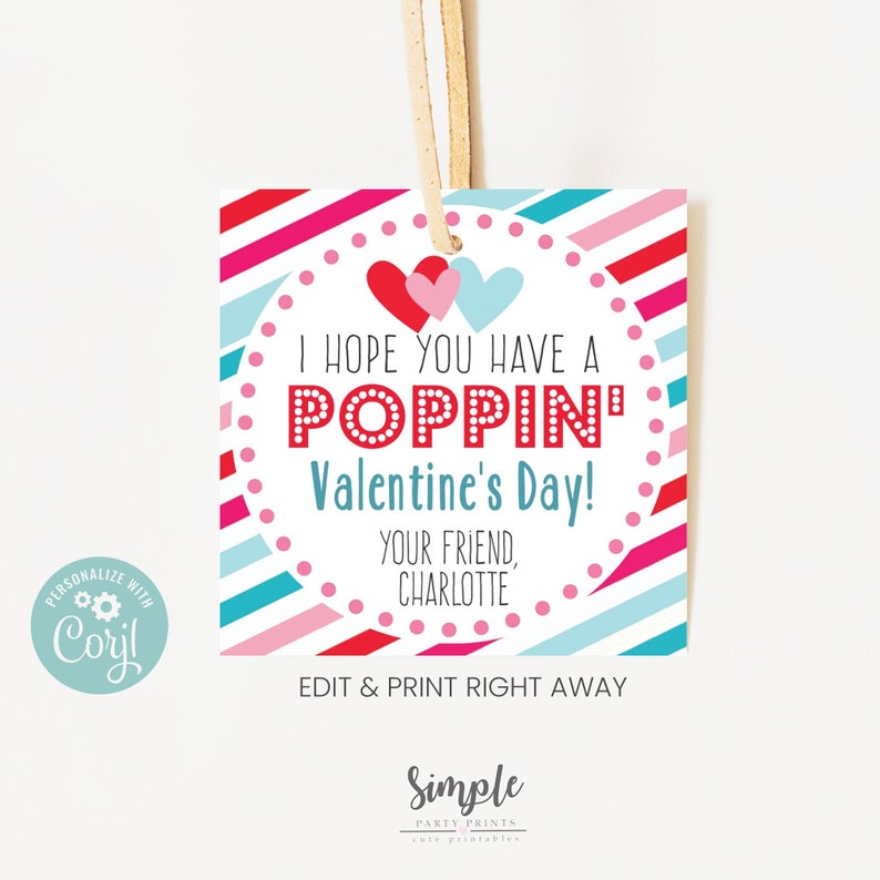 Pop It Valentines Day Kids Cards Valentine's Tag - Etsy