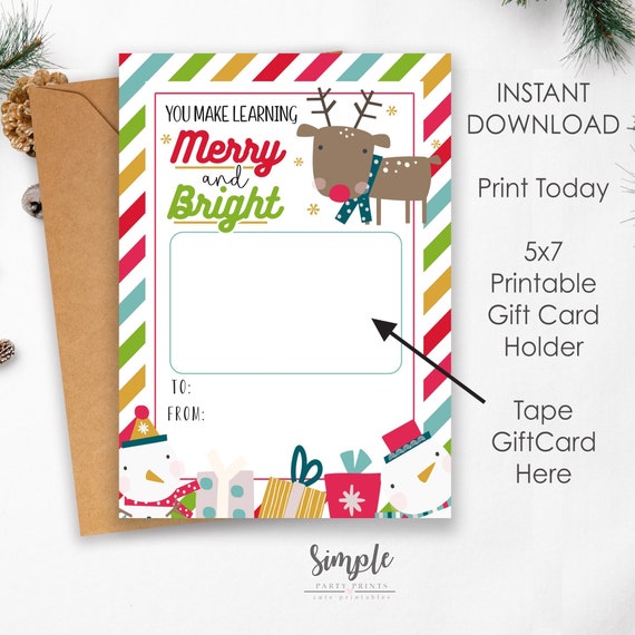 Christmas Printable Gift Card Holder | Instant Gift Card Holder ...