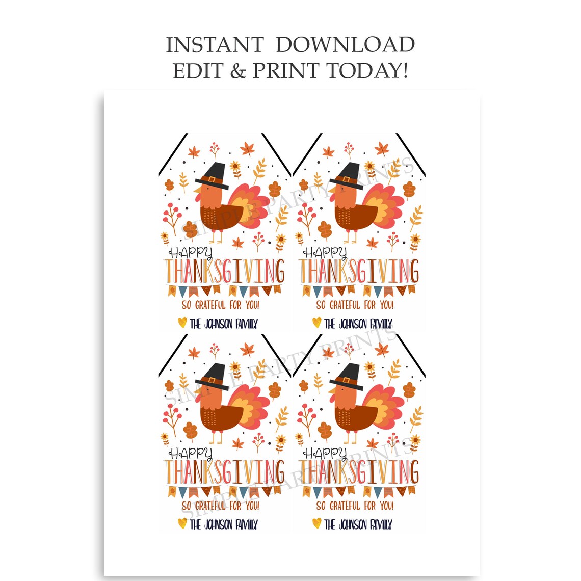 Editable Thanksgiving Day Gift Tag, Friendsgiving Favors, Thank You ...