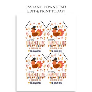 Editable Thanksgiving Day Gift Tag, Friendsgiving Favors, Thank You ...