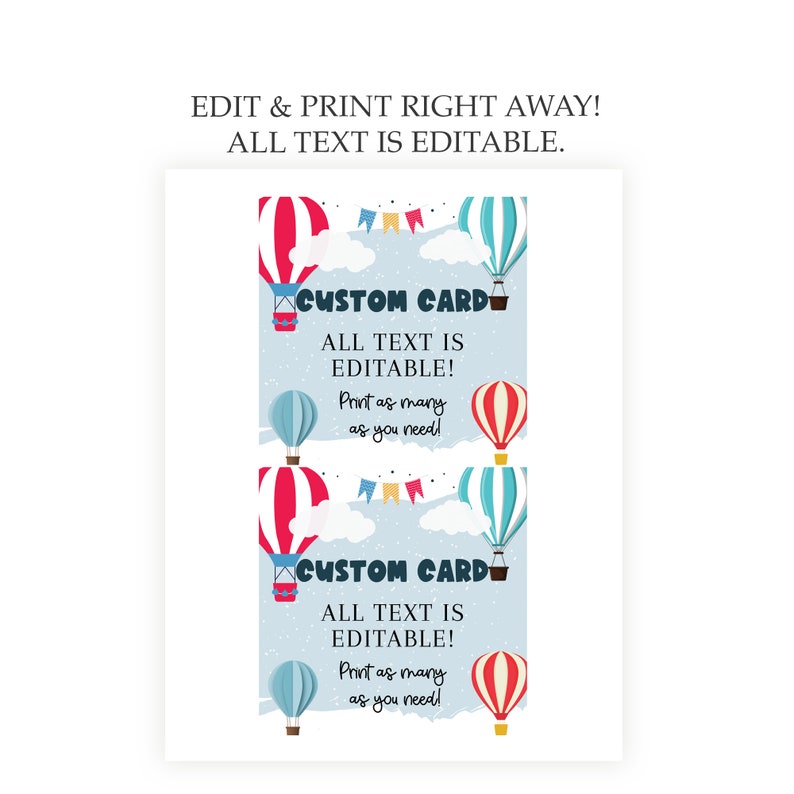 Editable Hot Air Balloon Themed Teacher Appreciation Square Card ...