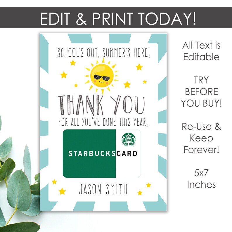 School's Out Summer is Here Gift Card Holder Printable - Etsy