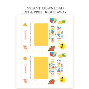 Printable End of the School Year Gift Card Holder Template - Etsy