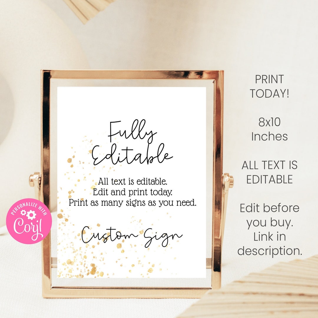 Editable Simple Glitter Blank Template Sign Instant Download, Printable ...