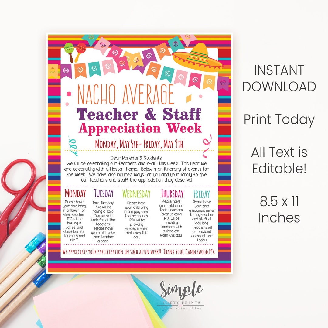 Editable Cinco De Mayo Flyer Teacher Appreciation - Etsy