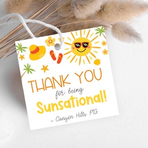 Bright Sunny Teacher Appreciation Week Tags, Printable Summer Thank You ...