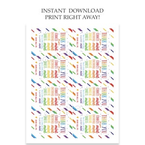 Printable Rainbow Thank You Tags for Teachers, Encourage Mint Favor ...