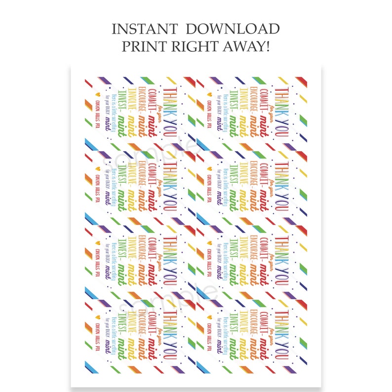 Printable Rainbow Thank You Tags for Teachers Encourage Mint - Etsy