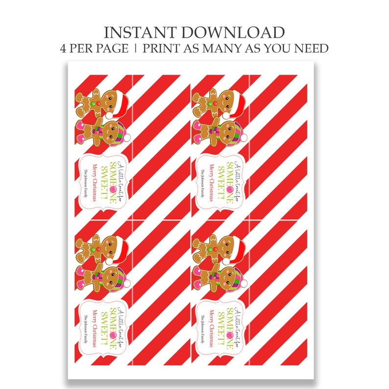Christmas Printable Cookie Topper Editable Cookie Treat - Etsy