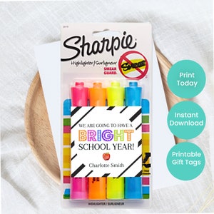Back to School Printable Tag for Highlighters | Editable Back to School ...