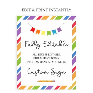 Printable Rainbow Classroom Sign | Editable Welcome Back to School ...