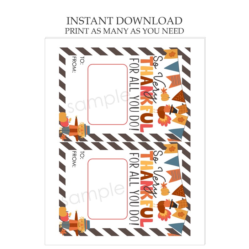 Thanksgiving Day Gift Card Holder, Gifts for Teacher, Printable Gift ...