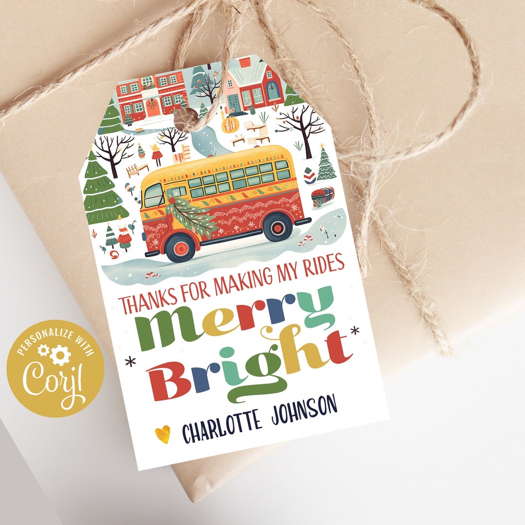 Editable Holiday Tag With a School Bus, Gift Ideas for a Bus Driver ...