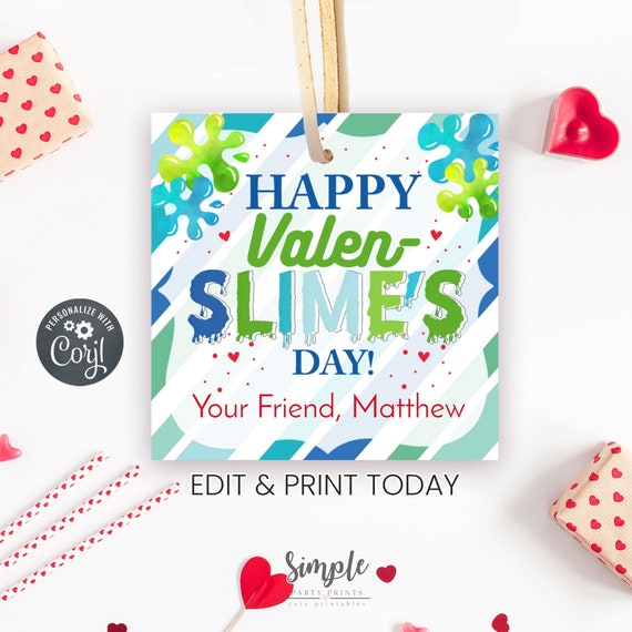 Printable Slime Valentine's Day Treats for Kids, Non Candy or Food ...