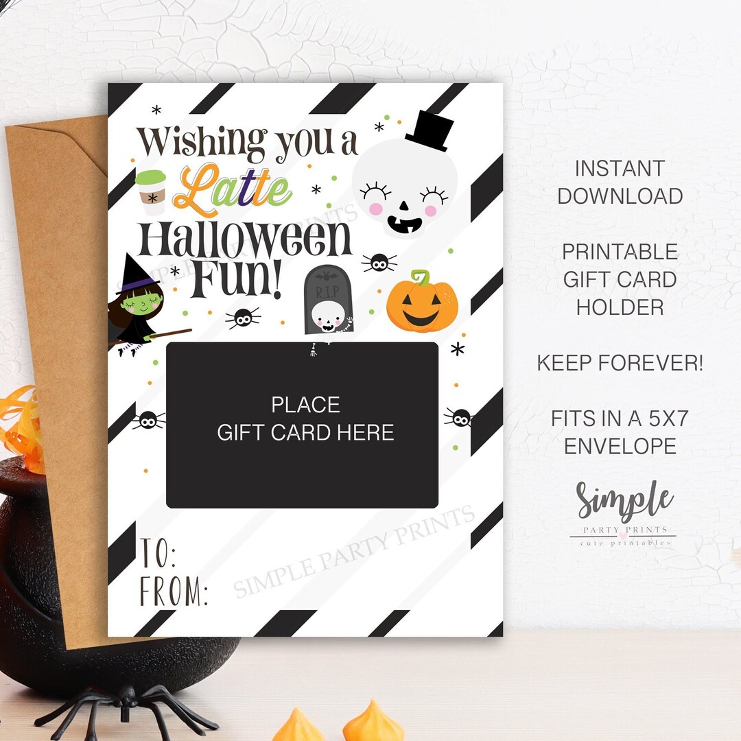Printable Halloween Gift Card Holder for Coffee, Starbucks Latte ...