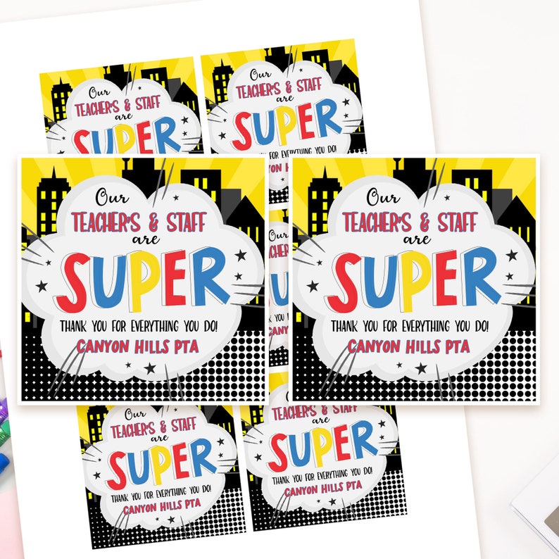 Printable Teacher Appreciation Tags Superhero Themed - Etsy