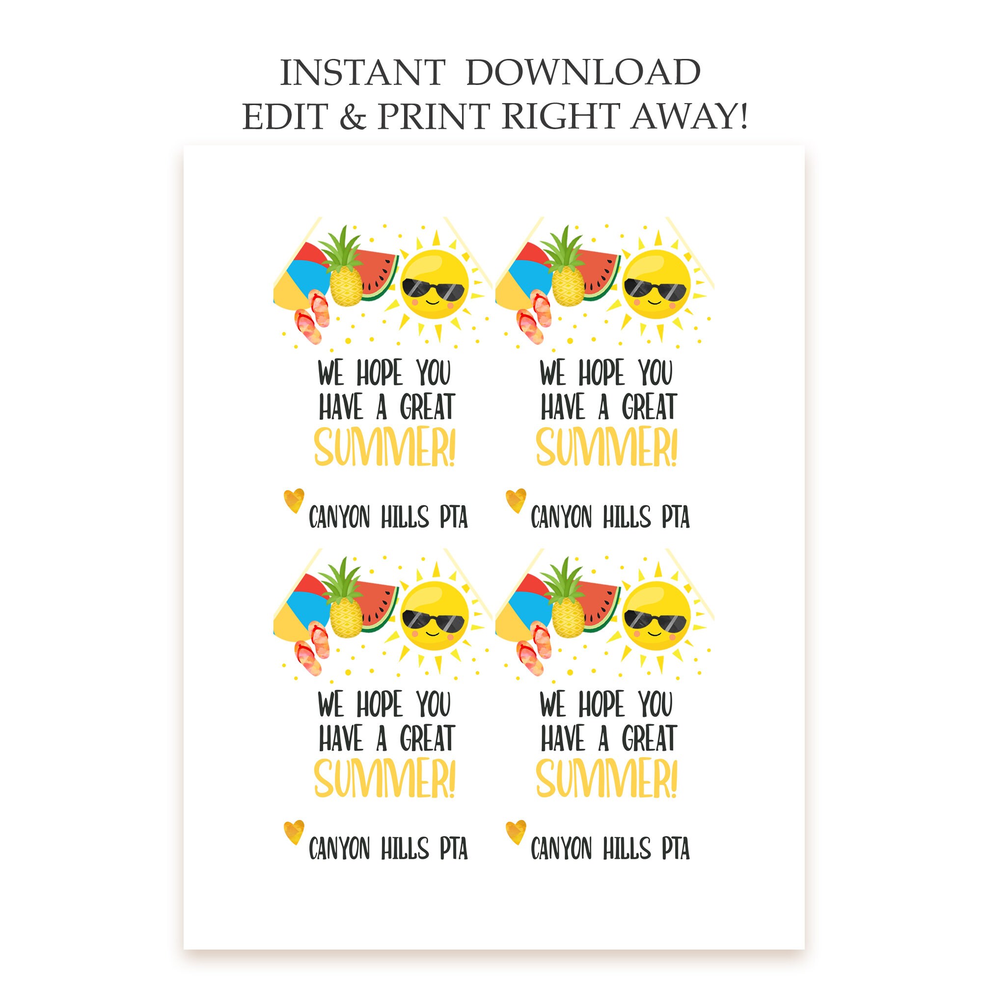 Teacher Appreciation Printable Tag, Printable Thank You for Being Sun ...