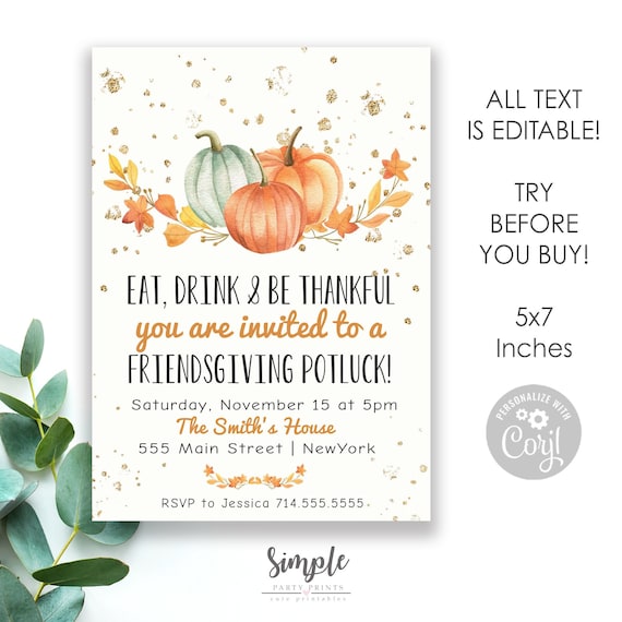 Thanksgiving Potluck Invitation Wording