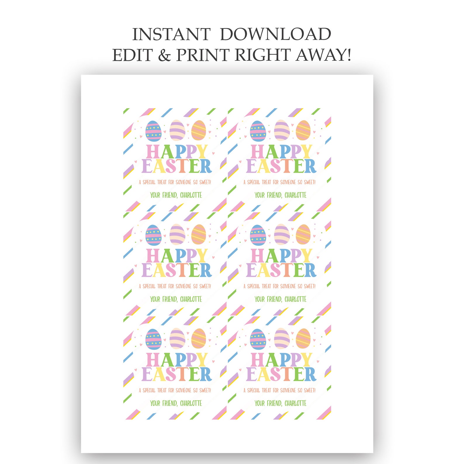 Printable Happy Easter Gift Tag Easter Basket Favor Tags - Etsy