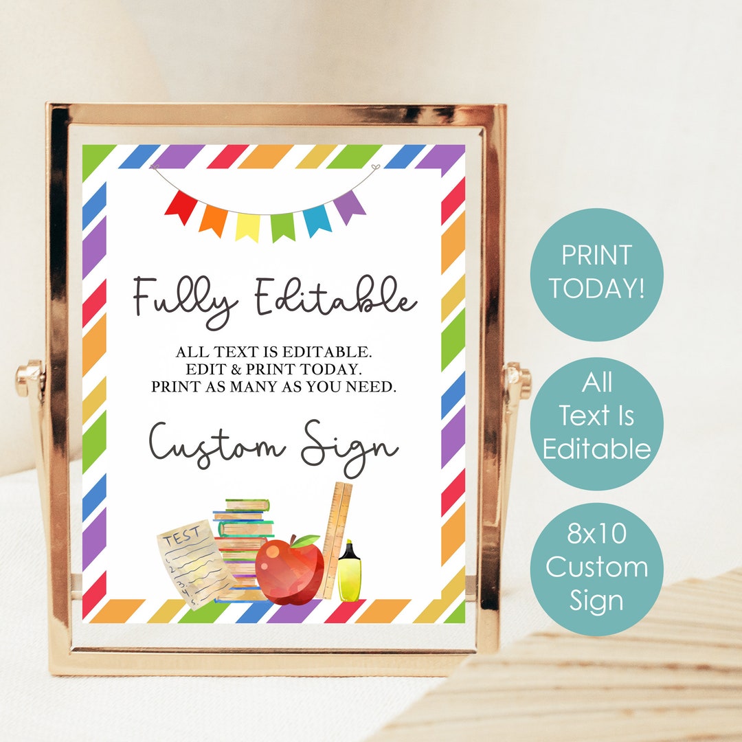 Printable Rainbow Classroom Sign | Editable Welcome Back to School ...