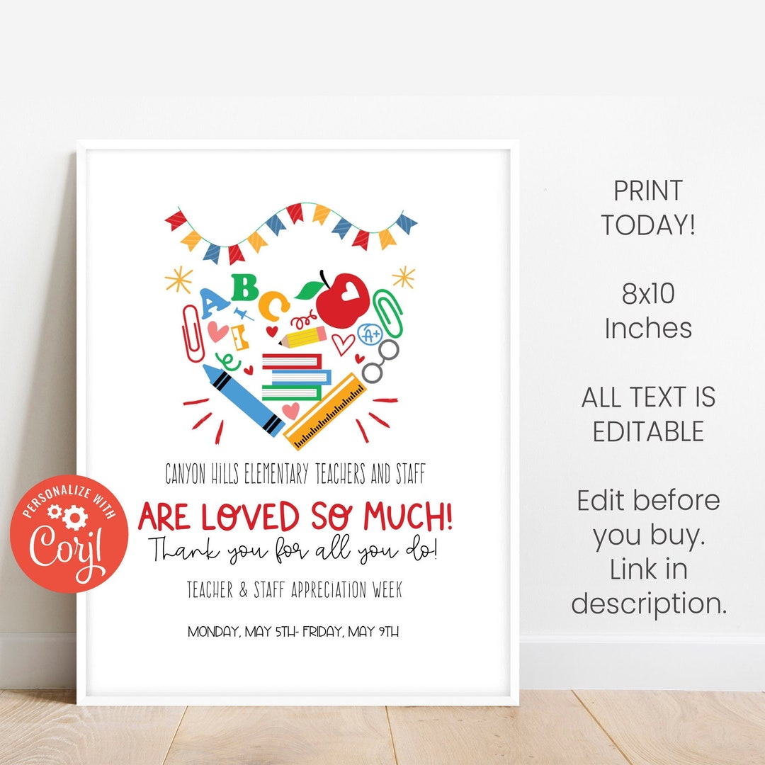 Editable Teacher Love Appreciation Blank Sign Template, Printable ...