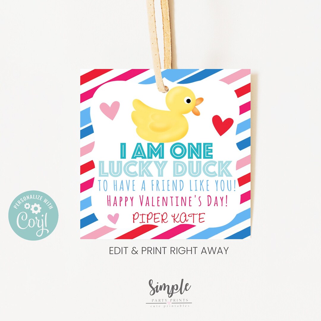 Printable Lucky Duck Valentines Day Kids Tags Kids - Etsy España