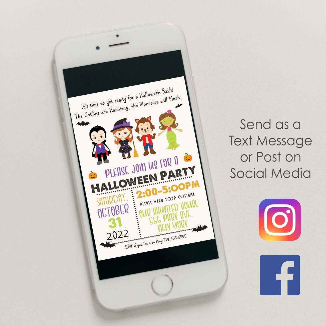 Editable Halloween Party Invitation for Kids Halloween - Etsy