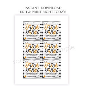 Editable Halloween Trick or Treat Tags, Printable Happy Halloween Tags ...