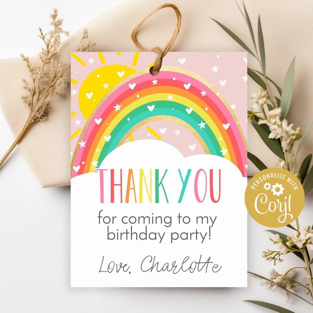 Editable Rainbow Favor Tag Rainbow Gift Tags Rainbow Thank You Tags ...