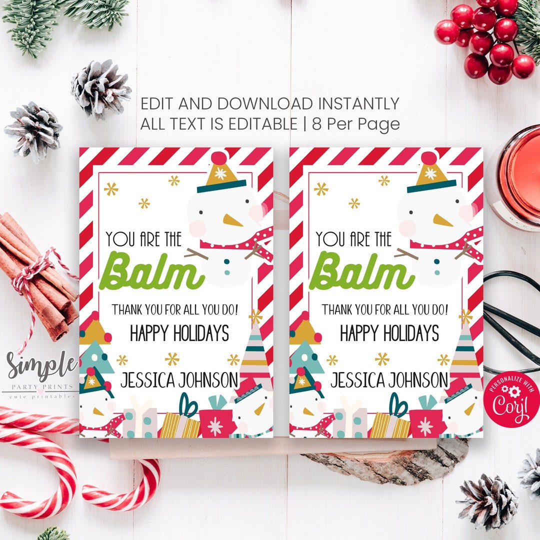 Holiday Chapstick Tags Christmas Gift Ideas for Friends & - Etsy