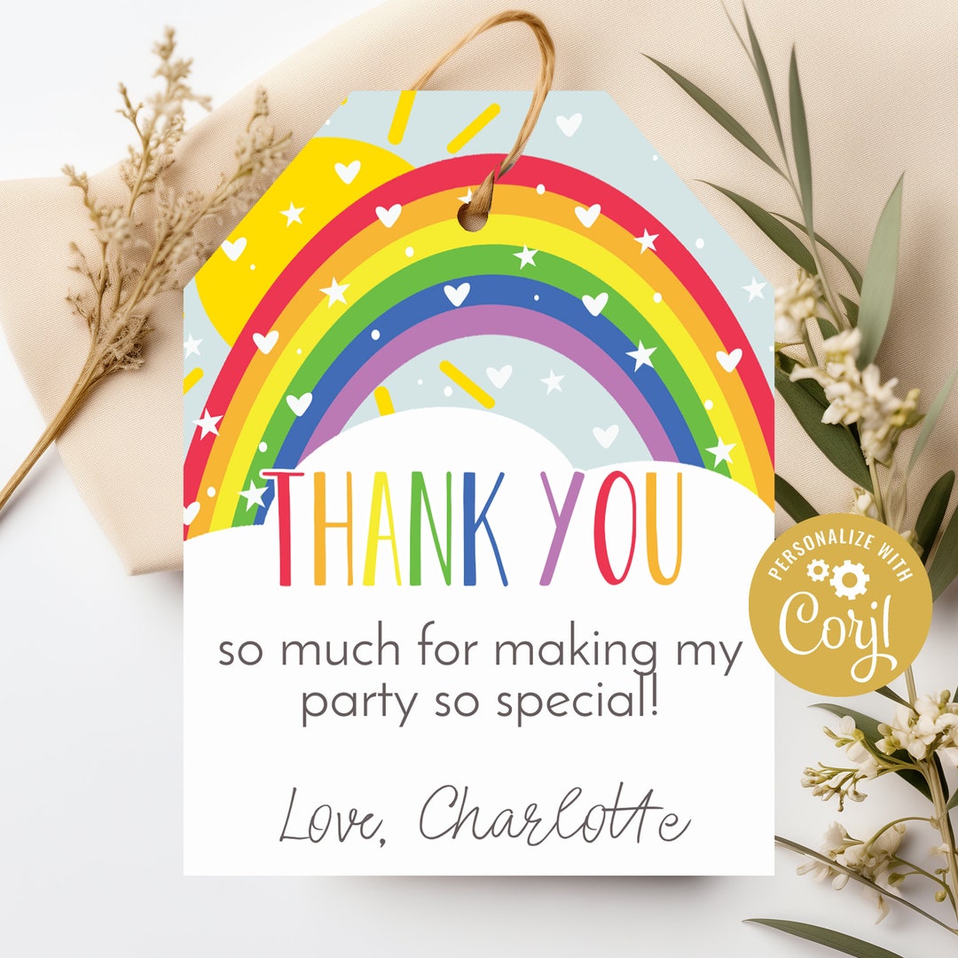 Editable Rainbow Favor Tag Rainbow Gift Tags Rainbow Thank You Tags ...