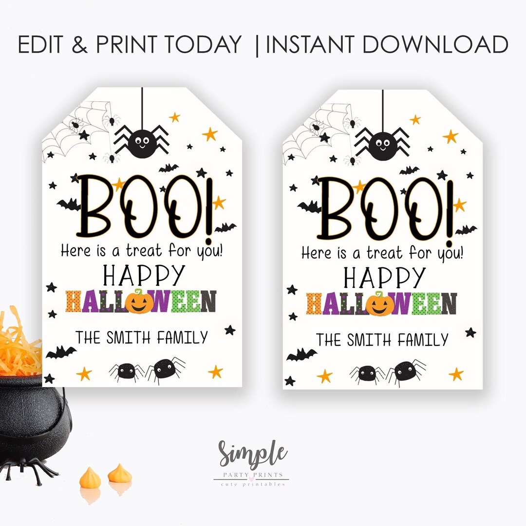 Happy Halloween Trick or Treat Tag, Halloween Goodie Bag Tags, Candy ...