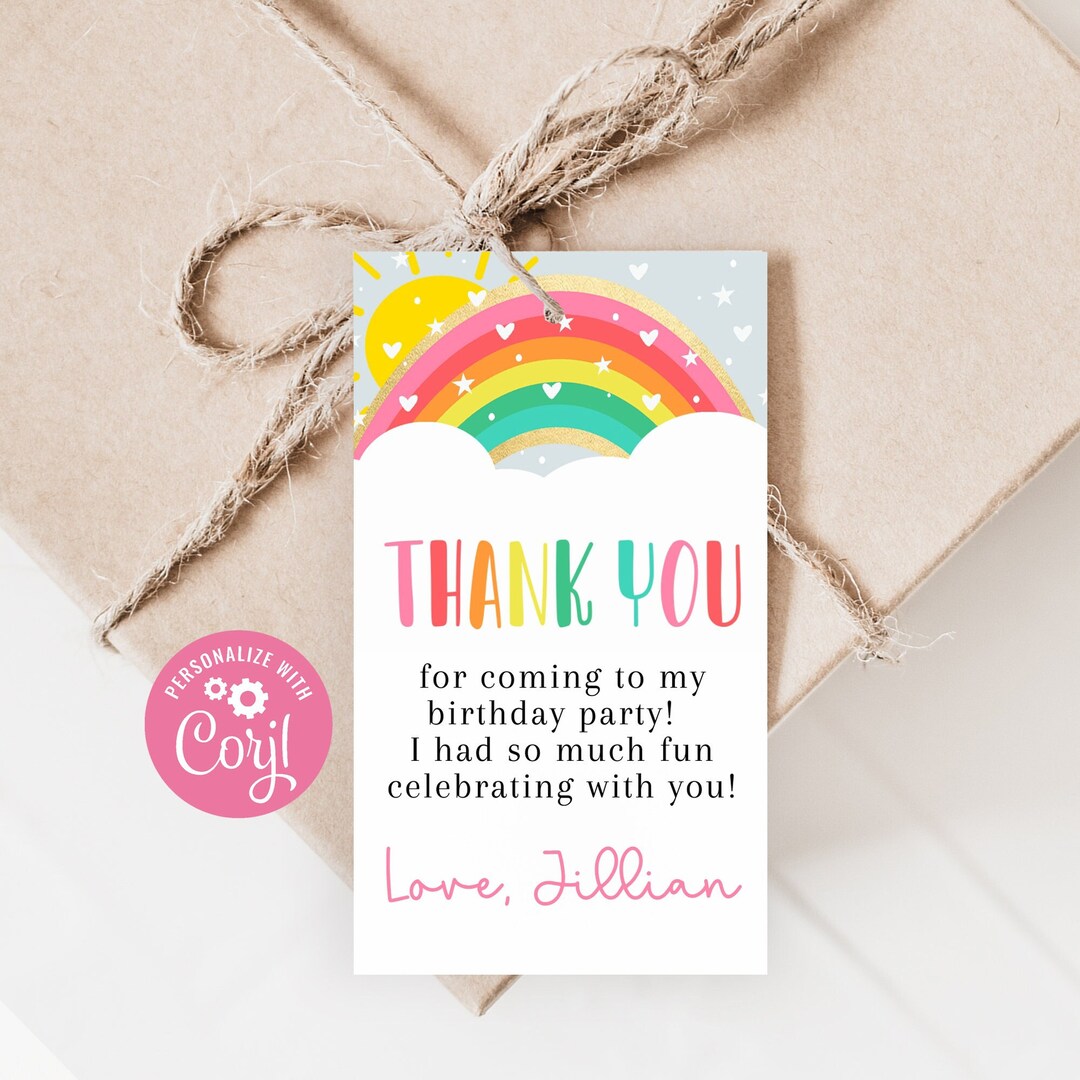 Editable Pastel Rainbow Favor Tags, Personalized Pastel Rainbow Gift ...