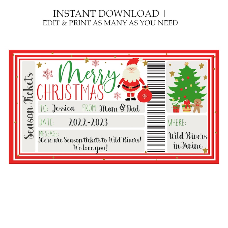 Printable Christmas Voucher Template Editable Christmas Gift - Etsy