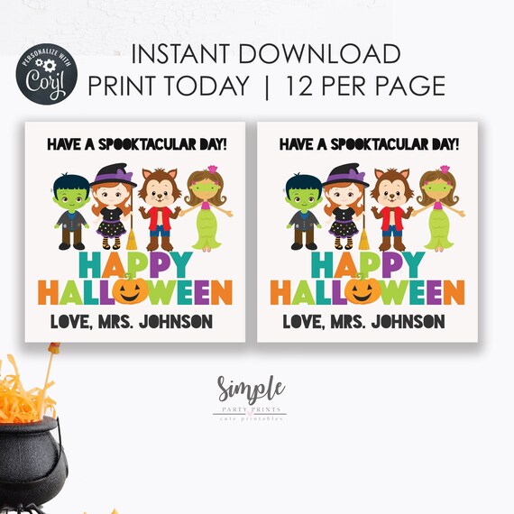 Editable Halloween Trick or Treat Tags, Printable Happy Halloween Tags ...
