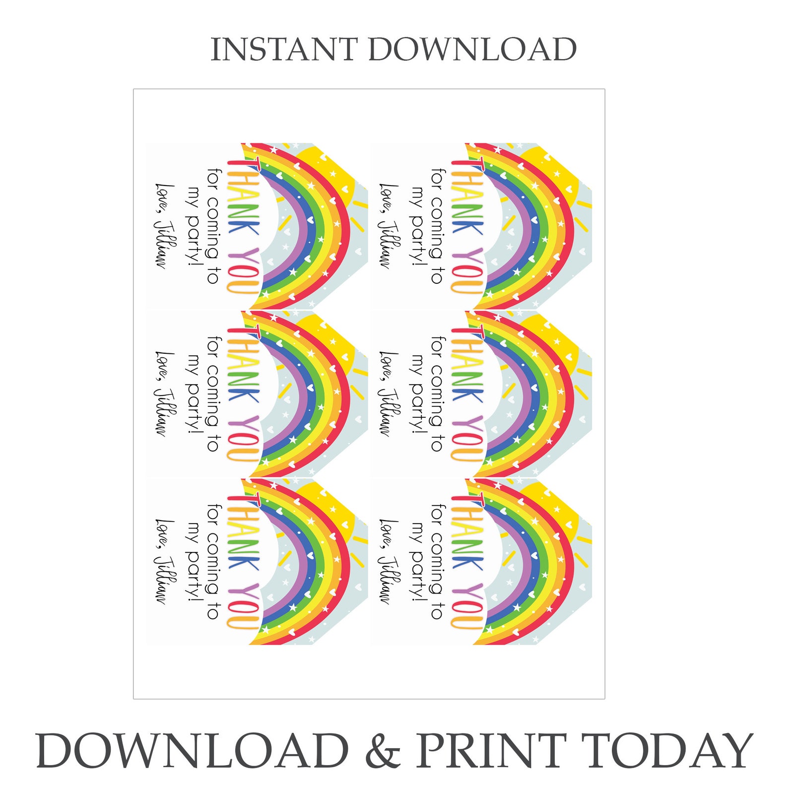 Editable Rainbow Favor Tag Rainbow Gift Tags Rainbow Thank You - Etsy