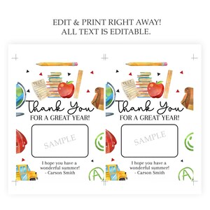 Teacher Gift Card Holder, End of Year Gifts for Teachers, Printable ...
